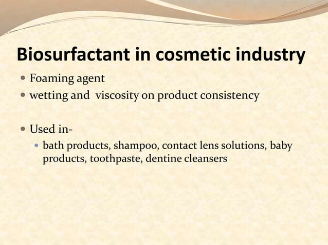 Biosurfactants production and applications. | PPTX