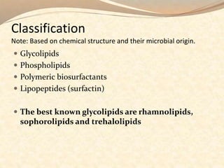 Biosurfactants production and applications. | PPTX