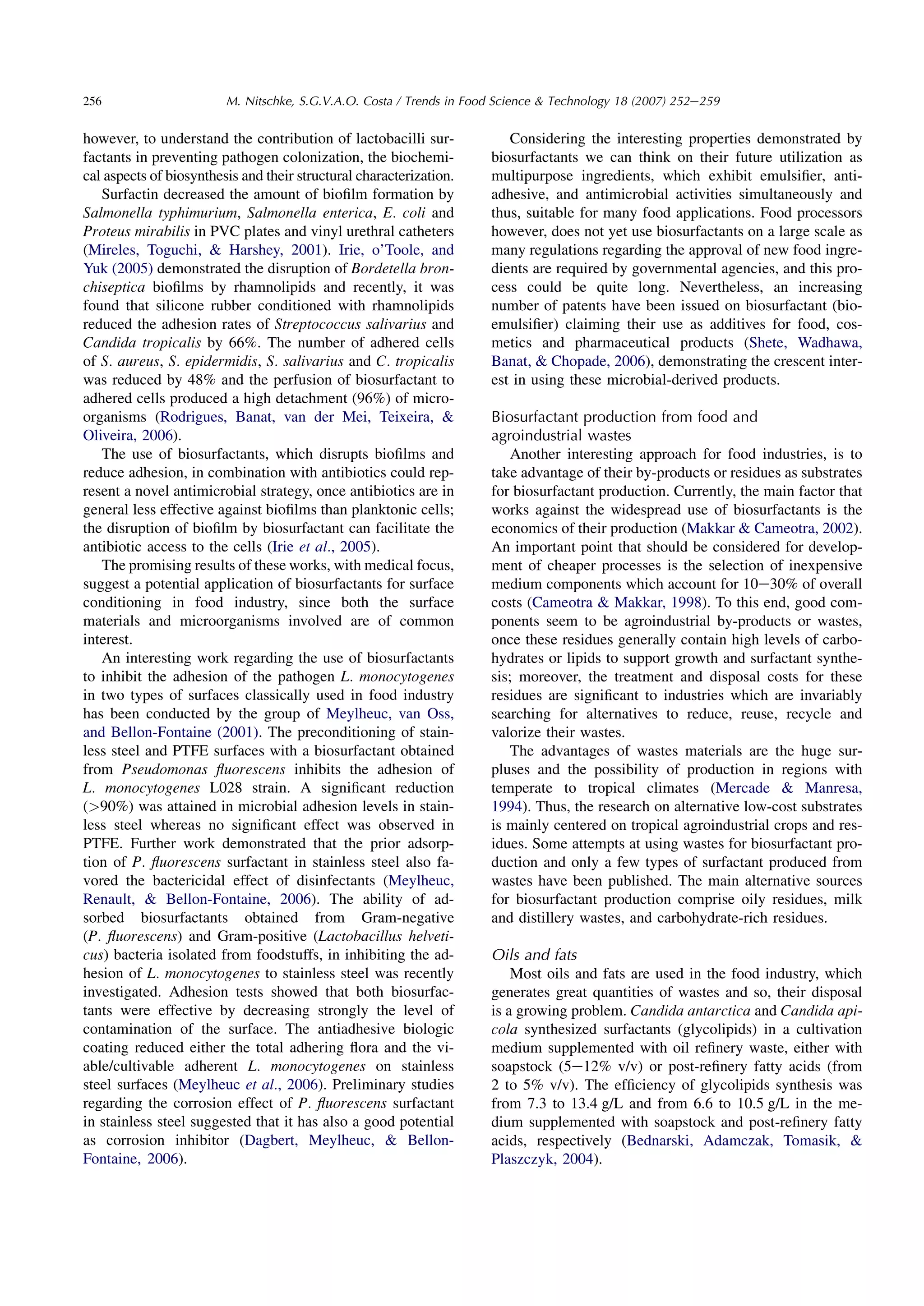 Biosurfactants in food infudustry | PDF