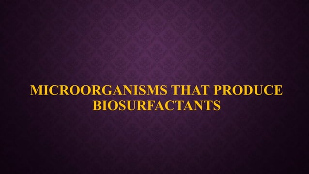 Biosurfactants Production by Microorganisms. | PPTX | Chemistry | Science