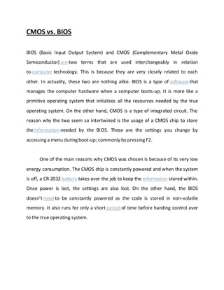 Bios vs cmos | DOCX