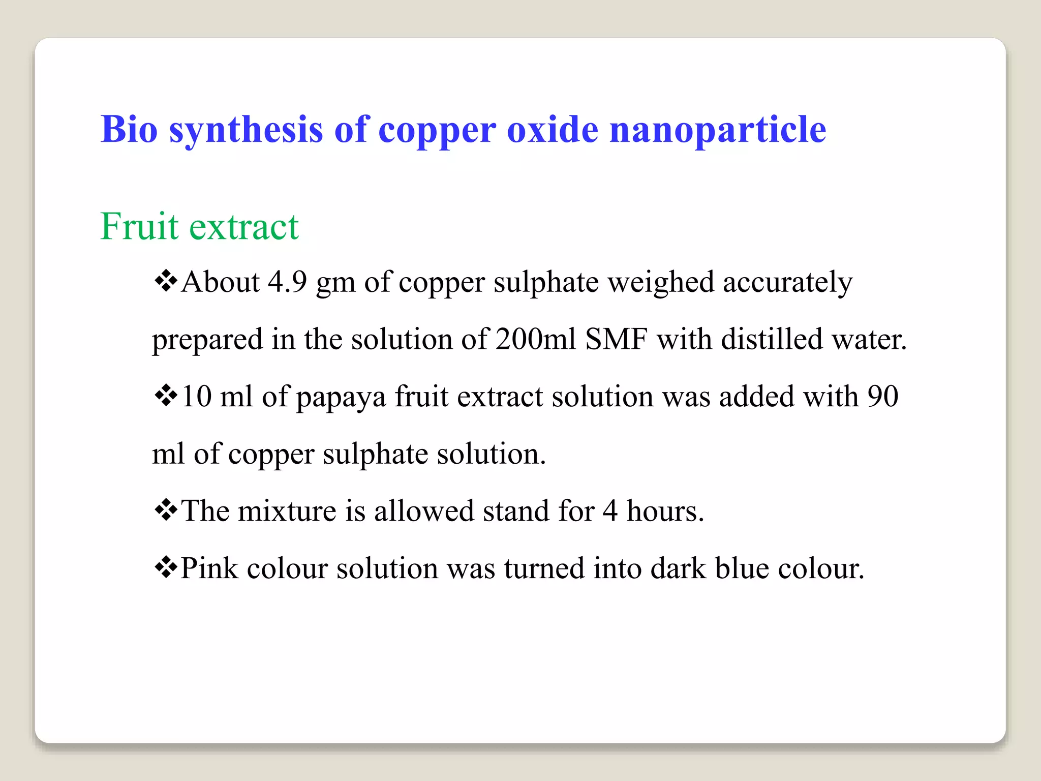 Biosynthesis and characterisation of copper oxide nanoparticle from ...