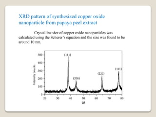 Biosynthesis and characterisation of copper oxide nanoparticle from ...