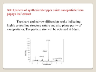 Biosynthesis and characterisation of copper oxide nanoparticle from ...