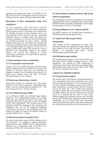 Biosynthesis and characterization of silver nanoparticles using ficus benghalensis leaf extract ...