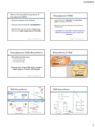 Biosynthesis and storage of tag | PDF