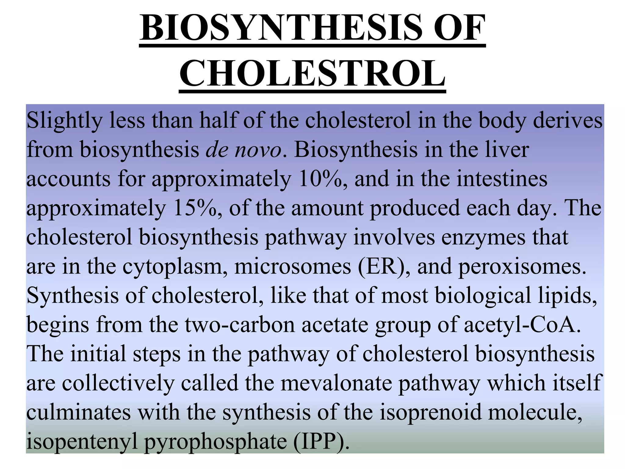 BIOSYNTHESIS OF CHOLESTEROL | PPTX