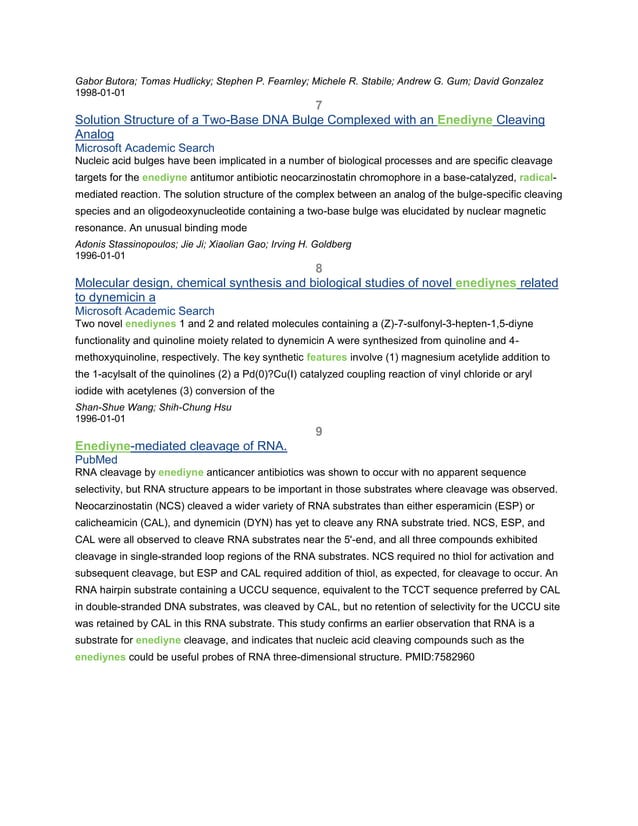 Biosynthesis of enediyne antitumor antibiotics | DOC | Chemistry | Science