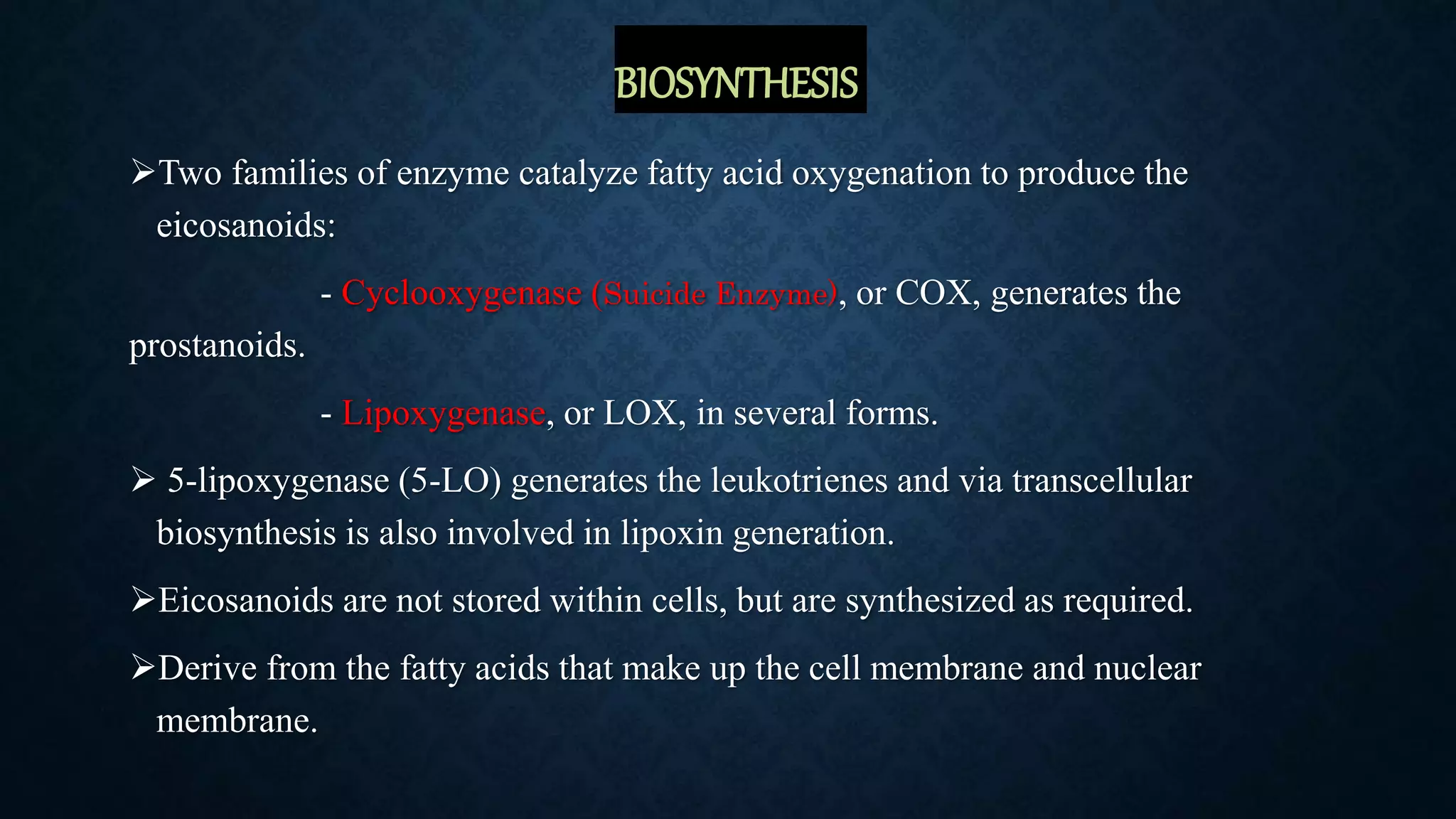 Biosynthesis of fatty acids & eicosanoids | PPTX