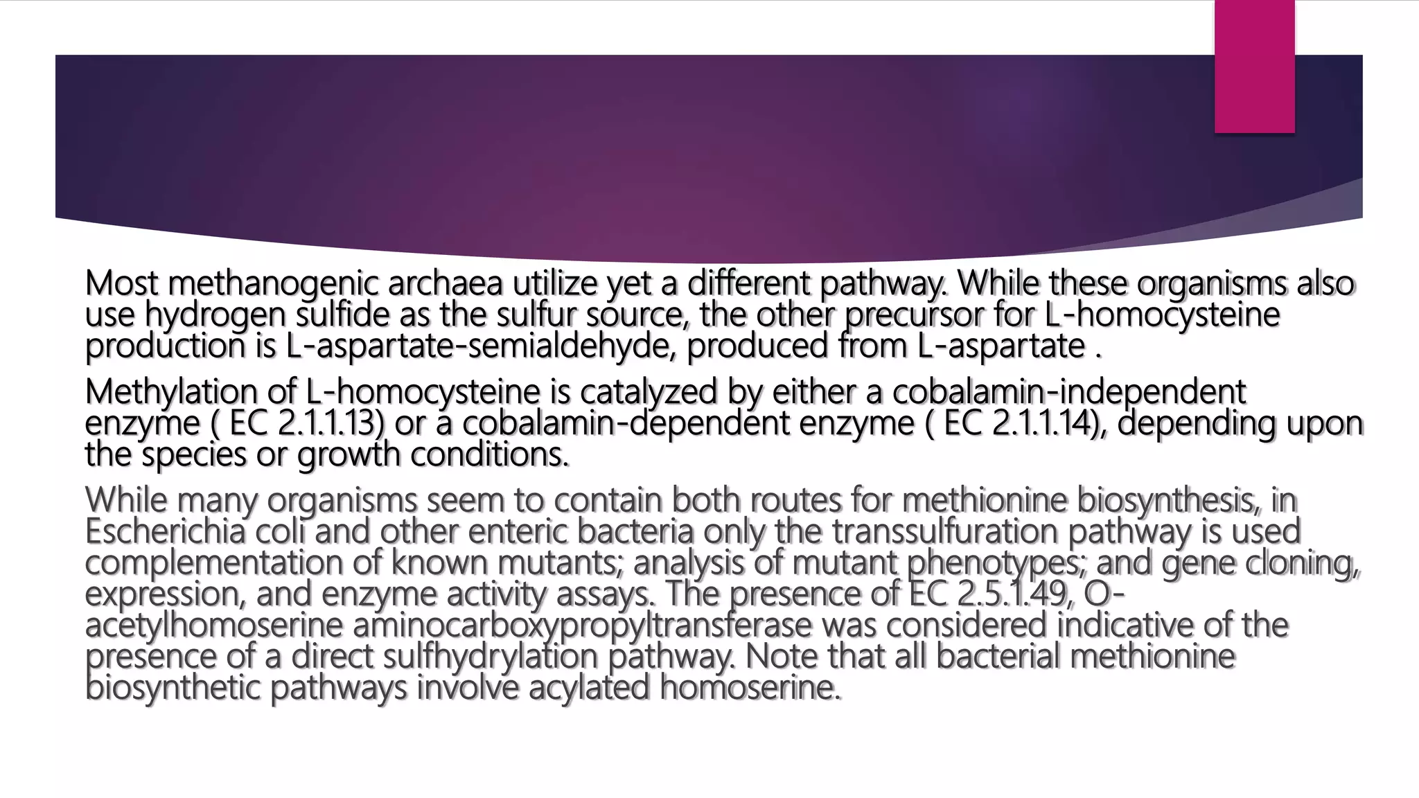 BIOSYNTHESIS OF METHIONINE | PPTX