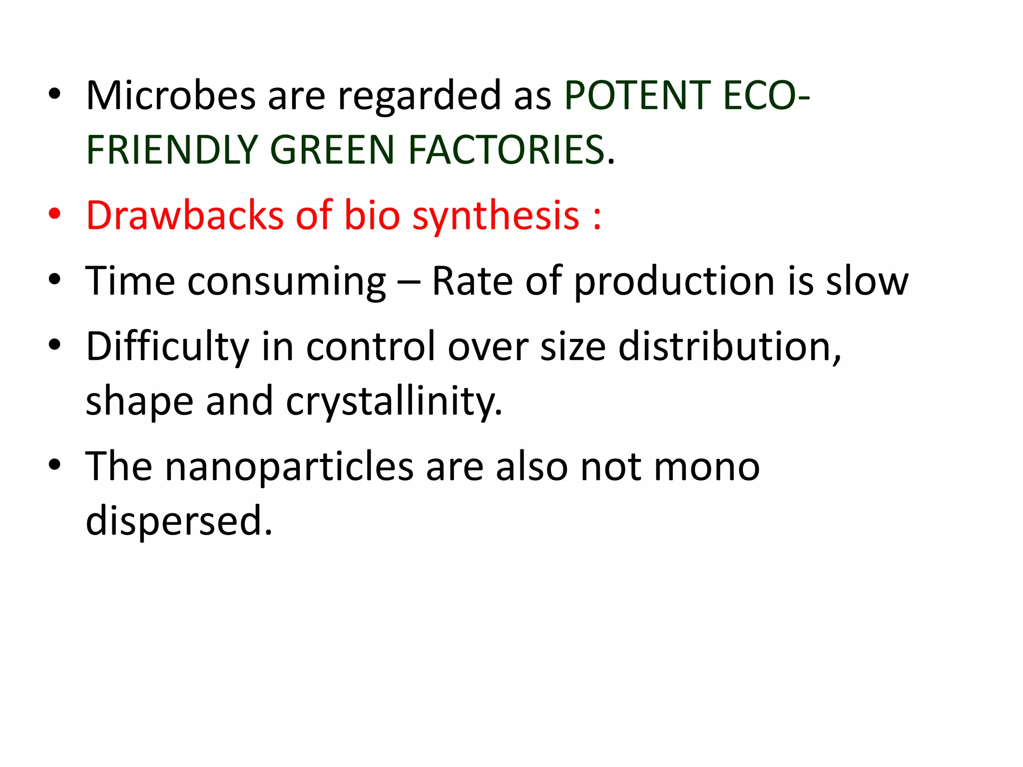 Bio synthesis of nano particles using bacteria | PPTX