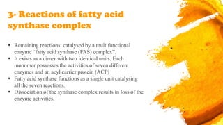 Biosynthesis of saturated fatty acid (de novo synthesis of fatty acids ...