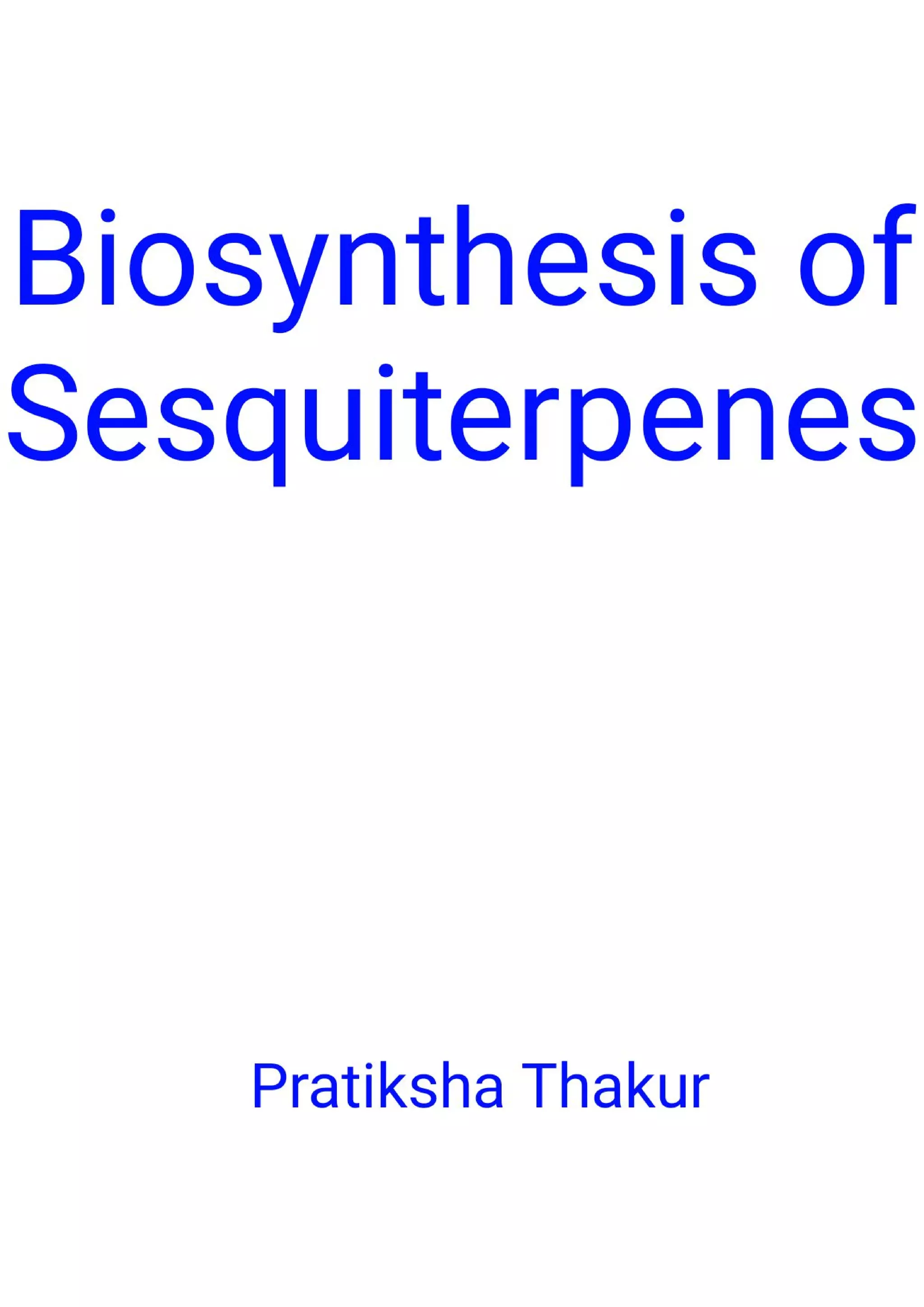 Biosynthesis of Sesquiterpenes | PDF