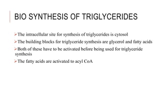 Biosynthesis of triacylglycerol | PPTX
