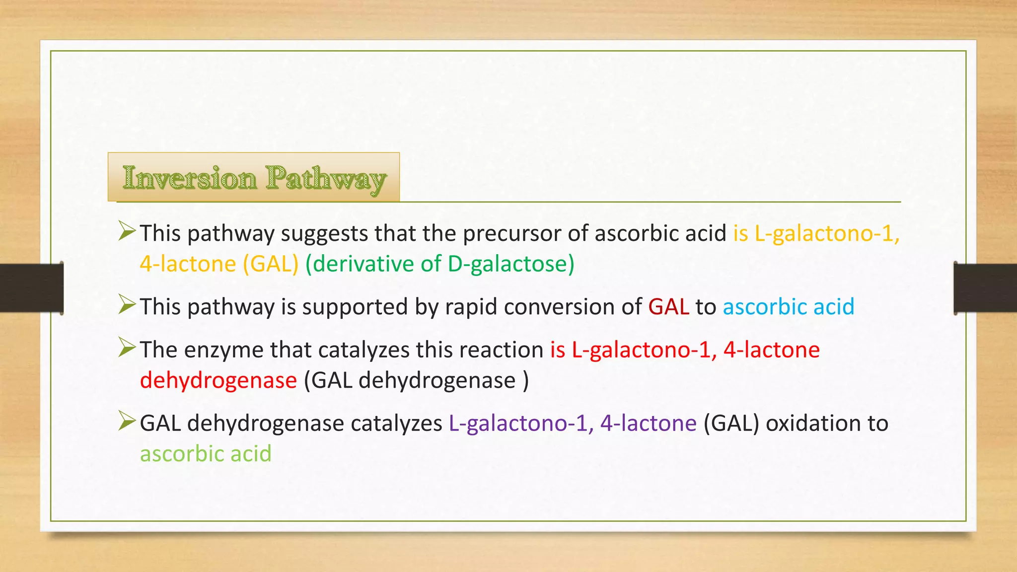 Biosynthetic pathway of ascorbic acid in higher plants....slides | PPT