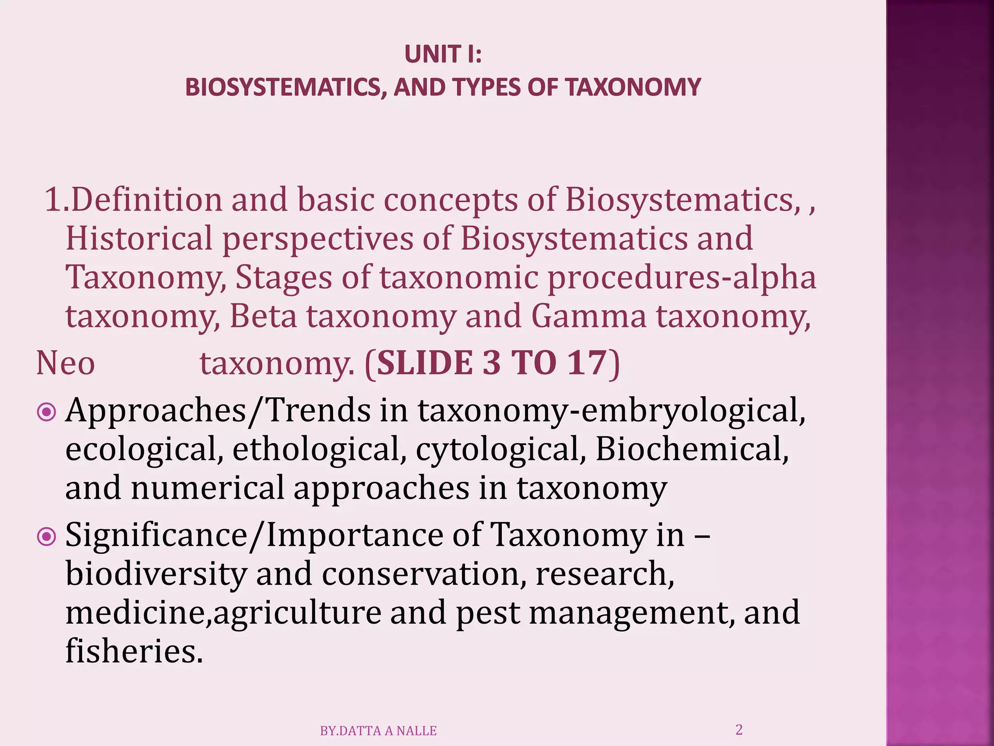 Biosystematics, and types of taxonomy | PPTX
