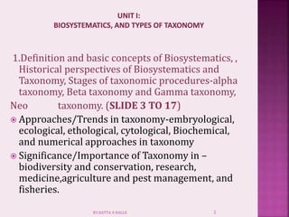 Biosystematics, and types of taxonomy | PPTX
