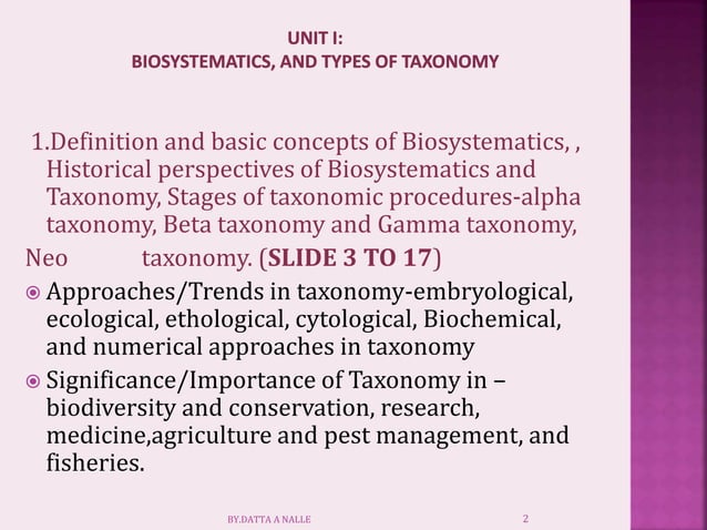 Biosystematics, and types of taxonomy | PPTX | Biological Sciences | Science
