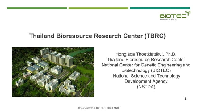 Thailand Bioresource Research Center (TBRC) | PPTX | Biotech and ...