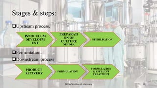 upstream & downstream process of antibiotics | PPTX