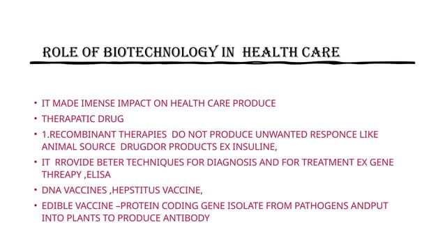 Application of biotechnology. Biology class12 | PPTX | Biotech and ...