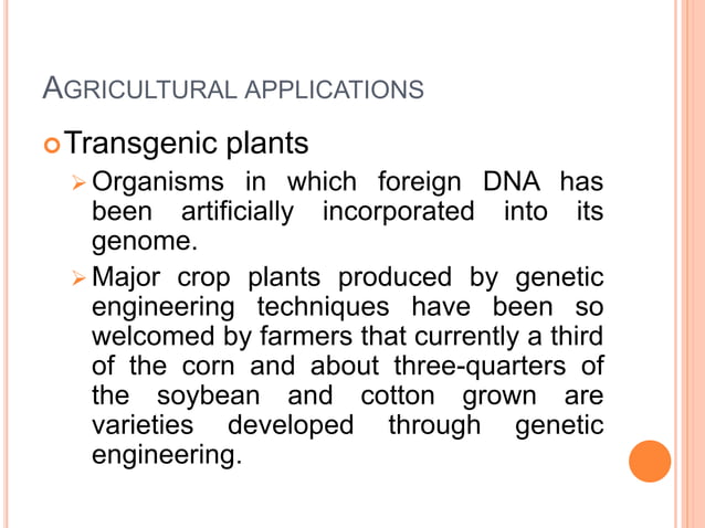 role of biotechnology in agriculture | PPTX