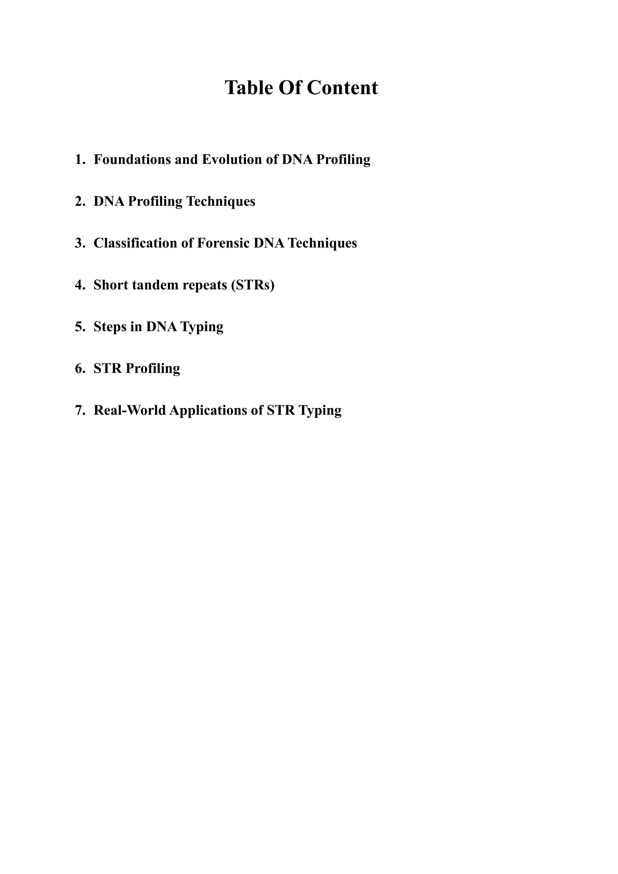 DNA Profiling and STR Typing in Forensics: From Molecular Techniques to ...
