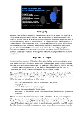 DNA Profiling and STR Typing in Forensics: From Molecular Techniques to ...