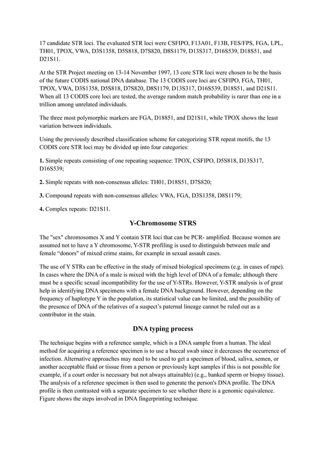 DNA Profiling and STR Typing in Forensics: From Molecular Techniques to Real-World Applications ...
