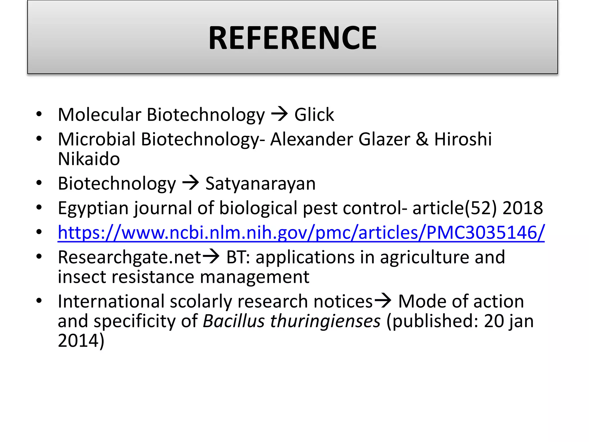 Bt Toxin as microbial insecticide | PPTX