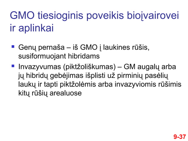 Biotechnologijos ir GMO | PPT