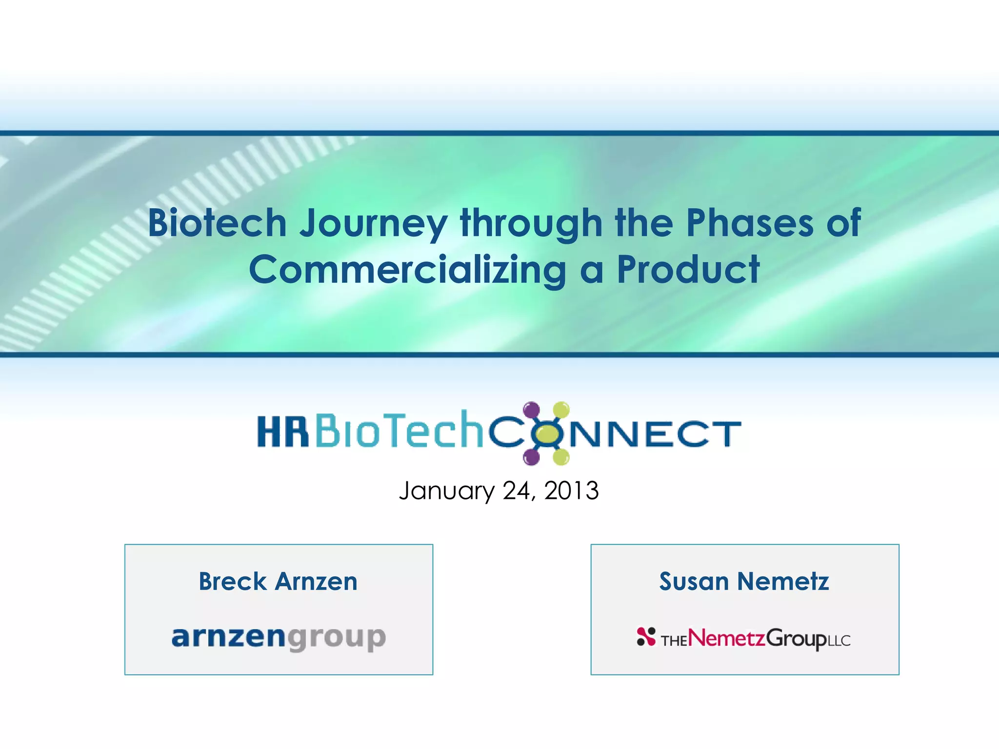 BioTech Journey through the Phases of Commercializing a Product | PPT