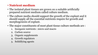 Biotechnology: steps in tissue culture | PPTX