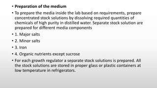 Biotechnology: steps in tissue culture | PPTX
