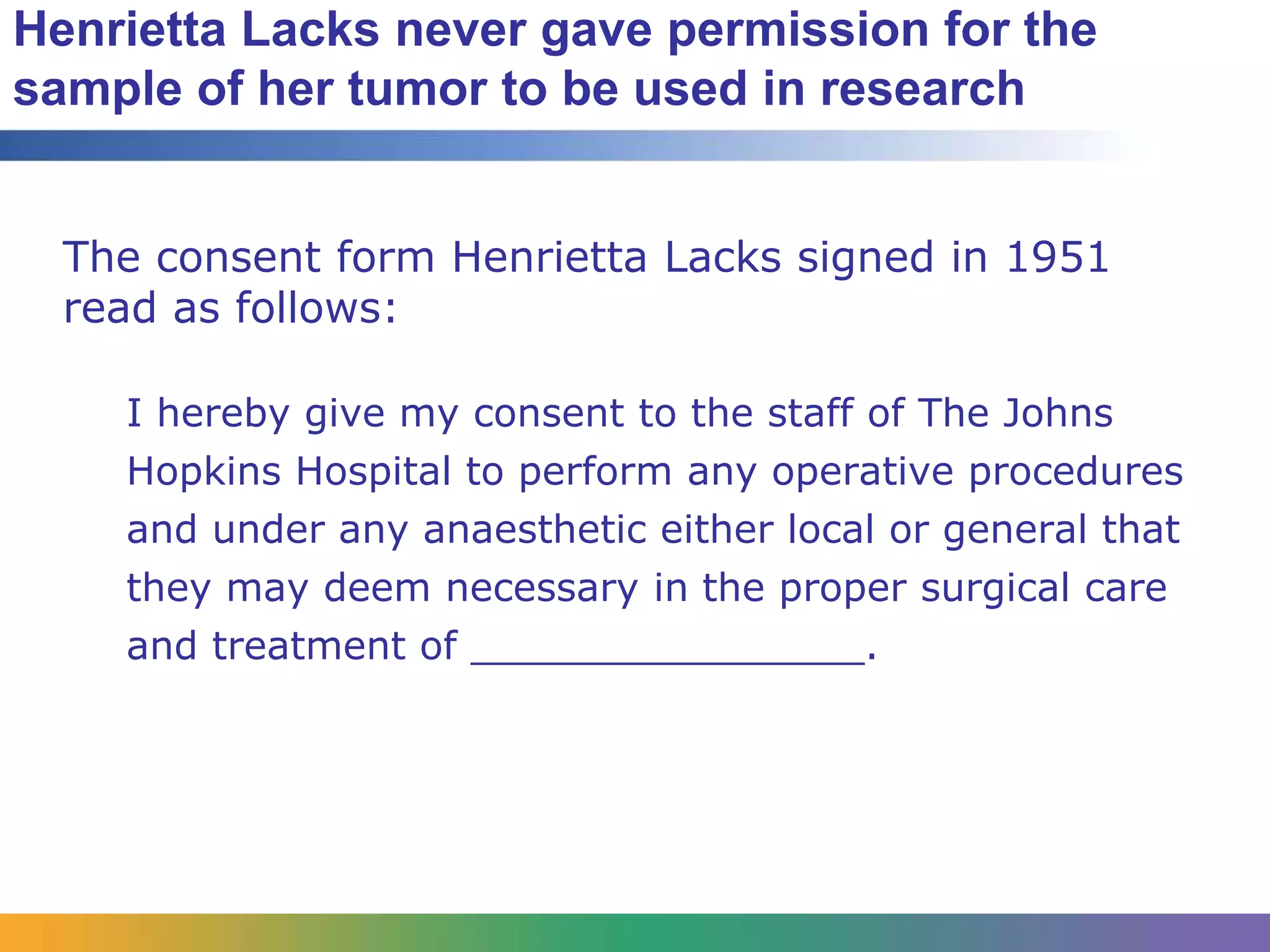 Presentation 3 - Henrietta Lacks and Her Cells | PPTX