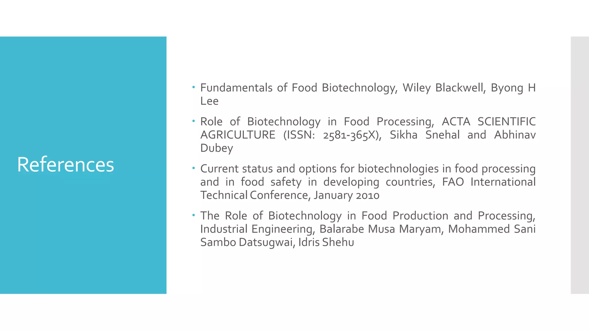 Biotechnological applications in Food Processing | PDF