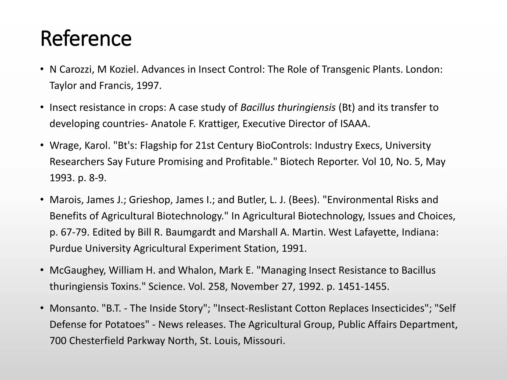 Biotechnological approach to develop insect resistant crops | PDF