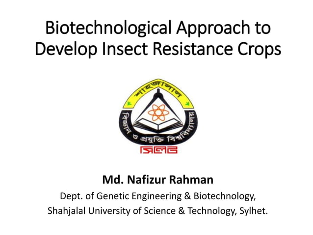 Biotechnological approach to develop insect resistant crops | PDF