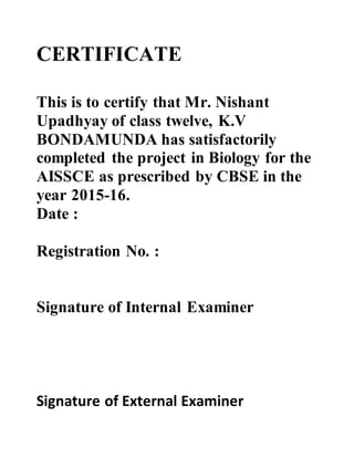 Biotechnology- Principles and processes investigatory project. | DOCX