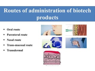 Route of administration of biotech product: Transdermal route ...