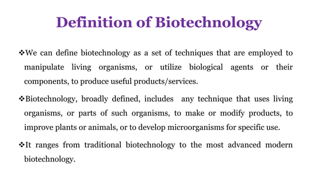 Biotechnology: Basic concepts, Principles and Scope | PPTX | Biotech ...