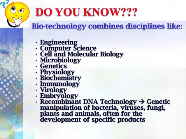 biotechnologia y sus aplicaciones en la ciencias | PPT