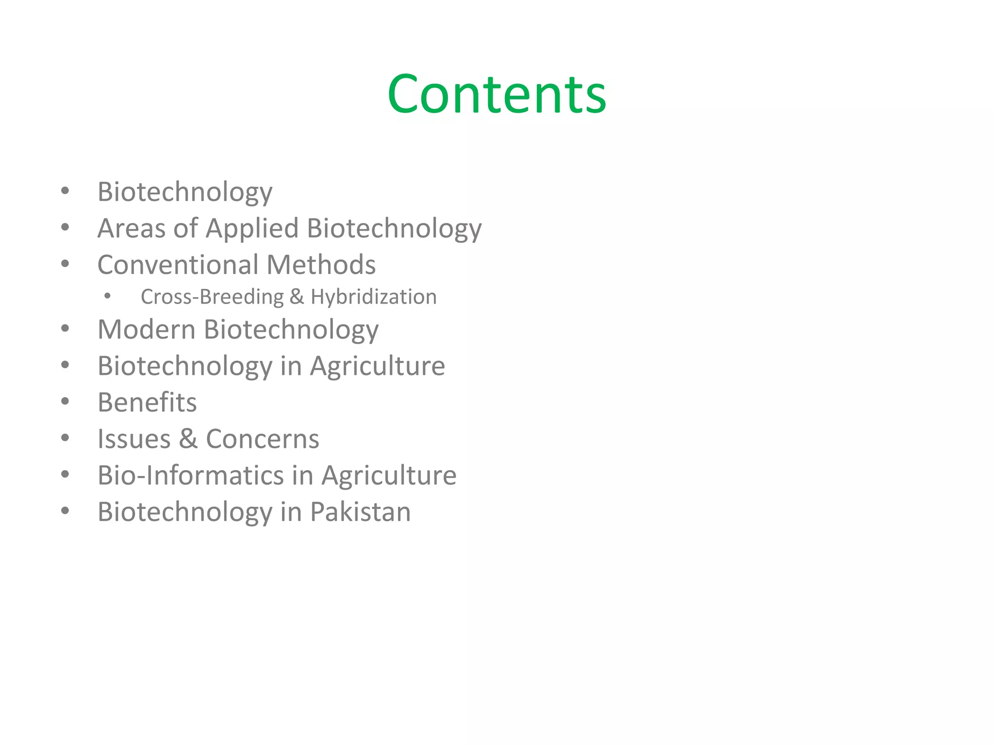 Biotechnology in agriculture and BioInformatics in Agriculture | PPT