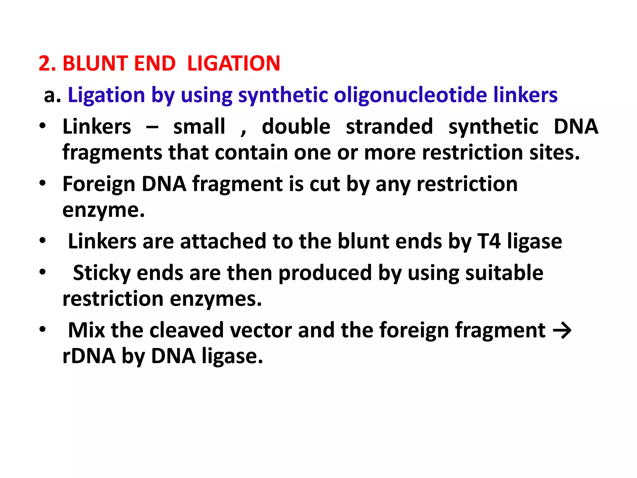 BIOTECHNOLOGY : LIGATION TECHNIQUES SMG | PPTX