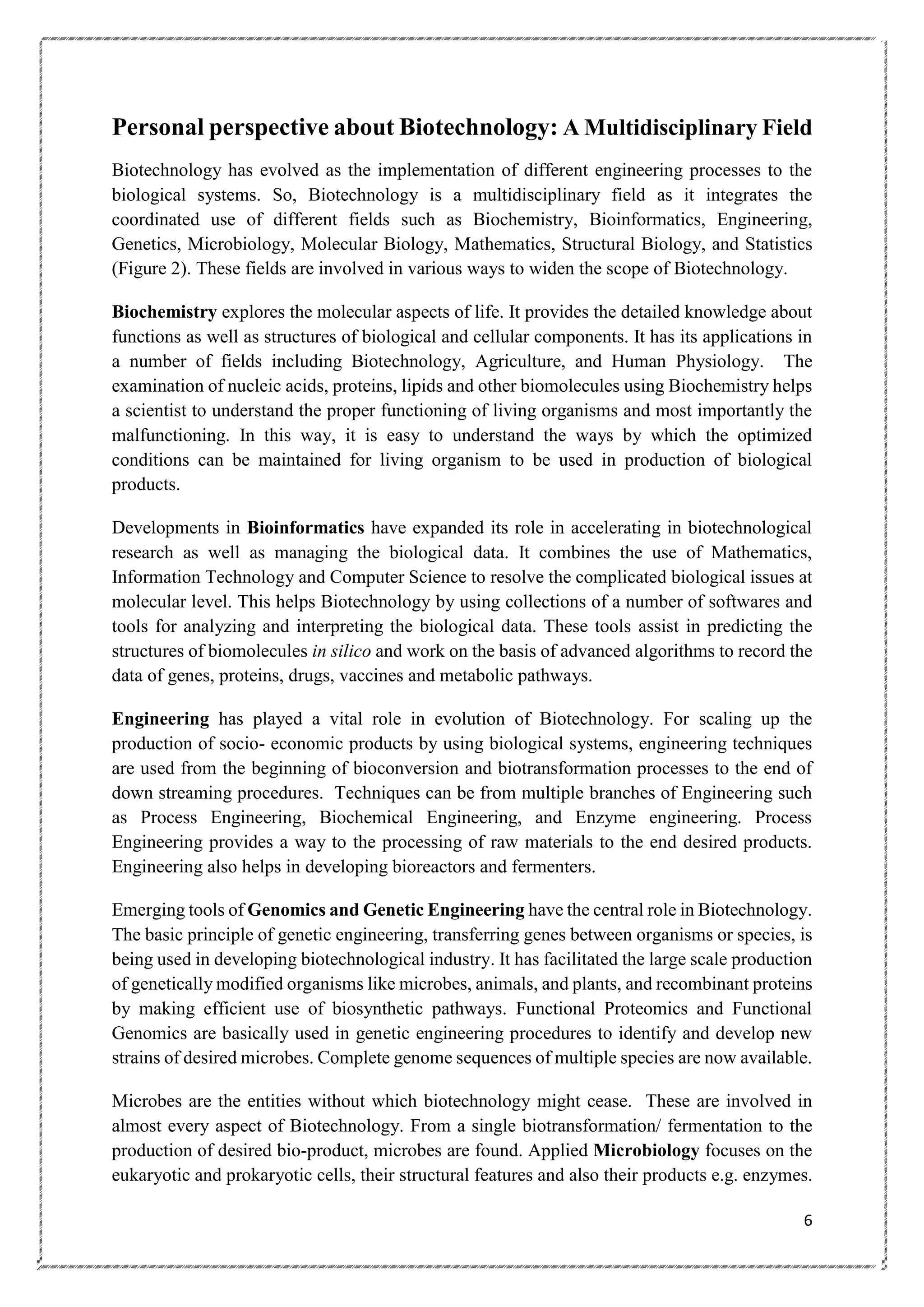 Biotechnology a multidisciplinary field | PDF