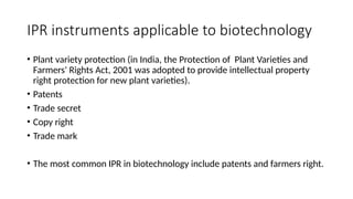 Biotechnology and IPR 19 June for the reference | PPTX