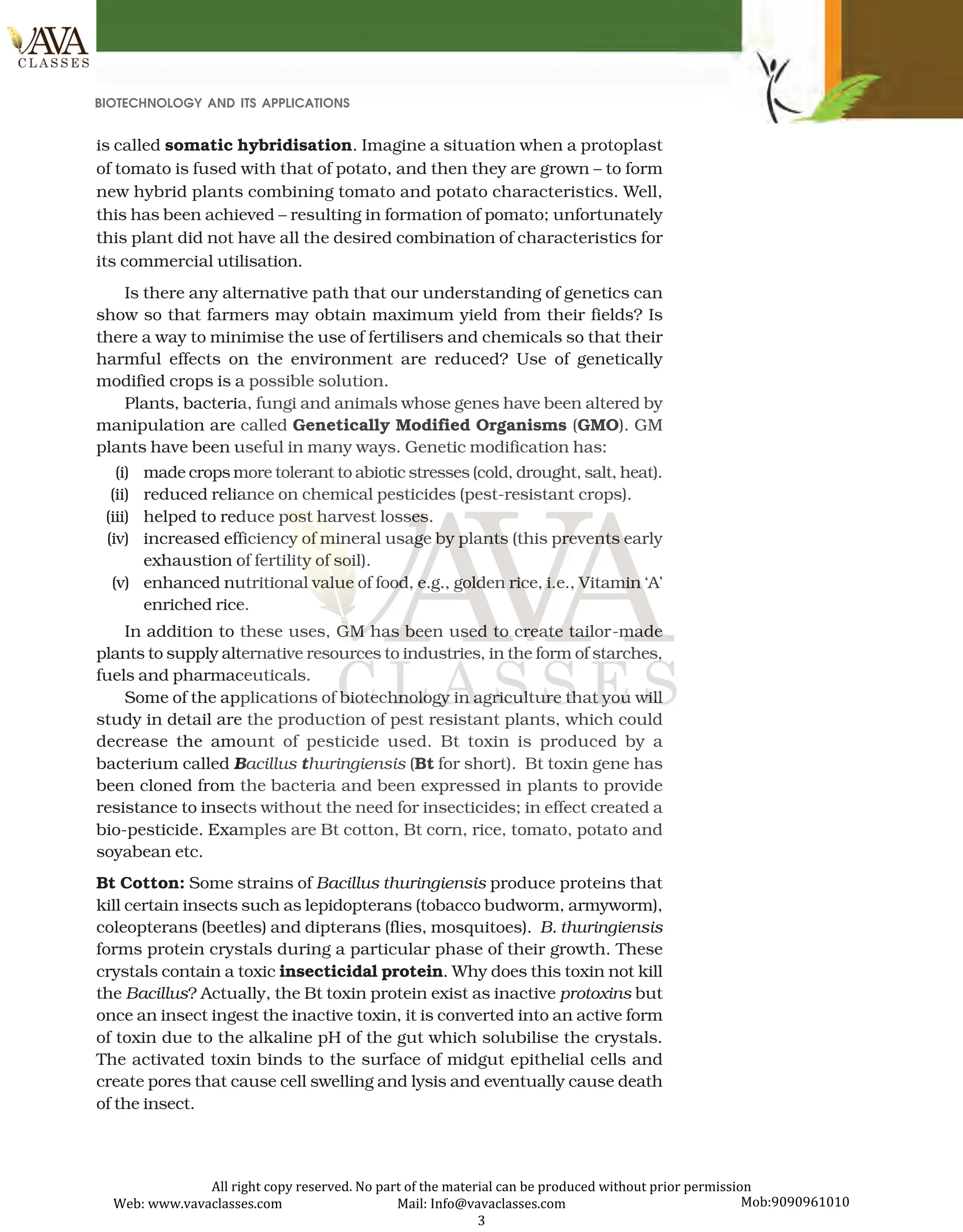 Biotechnology and Its Applications Detailed Explanation Class 12 ...