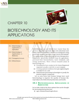 Biotechnology and Its Applications Detailed Explanation Class 12 Students PDF | PDF
