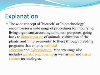 Biotechnology and its types | PPTX