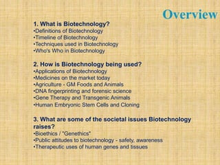 Biotechnology an overview | PPTX